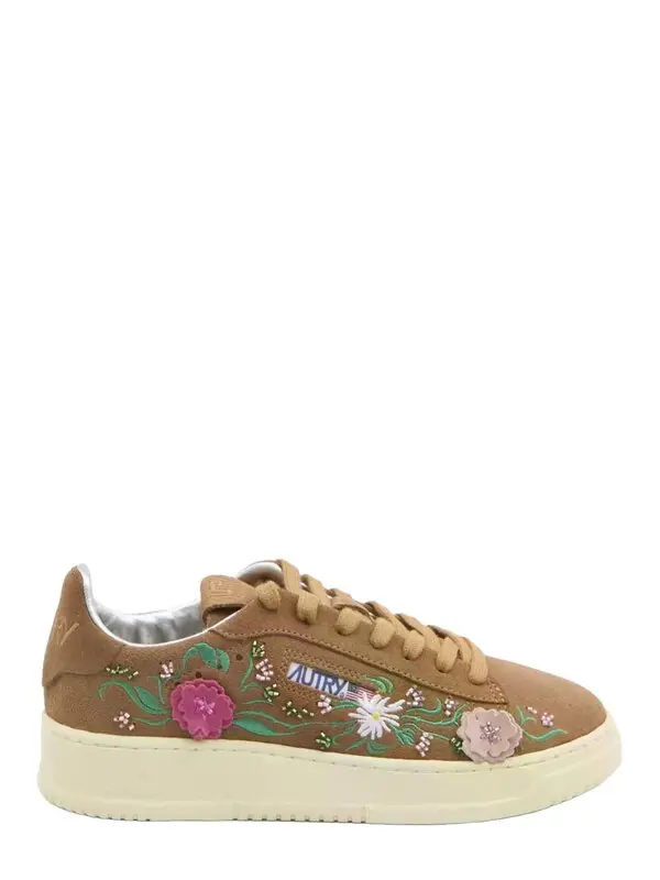 AUTRY Floral-embroidered Dallas Sneakers - Brown