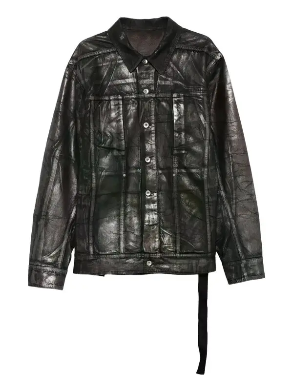 Rick Owens Jumbo Metallic-effect Denim Jacket - Black