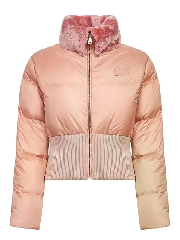 Fendi Quilted Shearling-collar Jacket - Pink