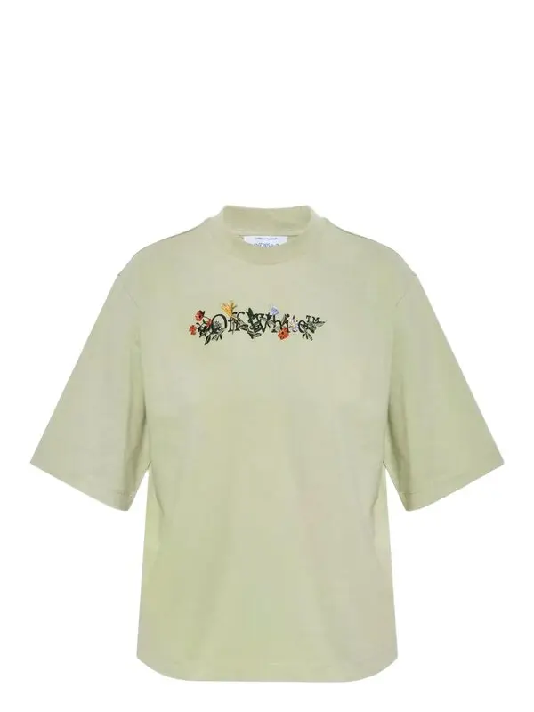 Off-White Floral Embroidered T-shirt - Green