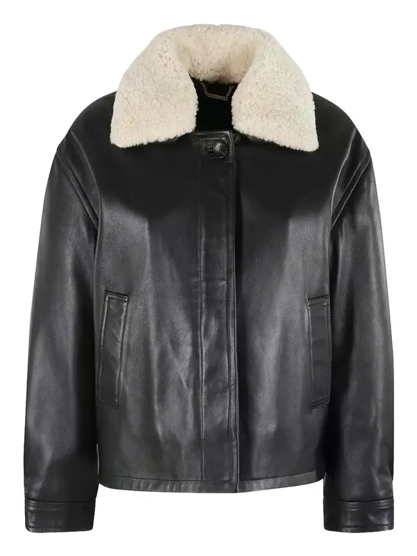 Seventy Shearling-collar Leather Jacket - Black