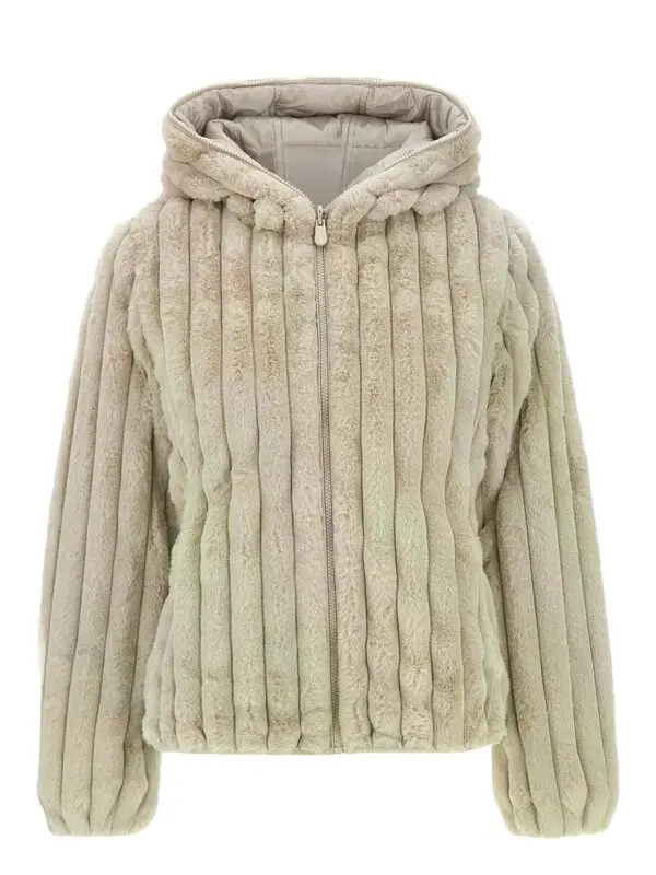 SAVE THE DUCK Ribbed Hooded Jacket - Neutrals