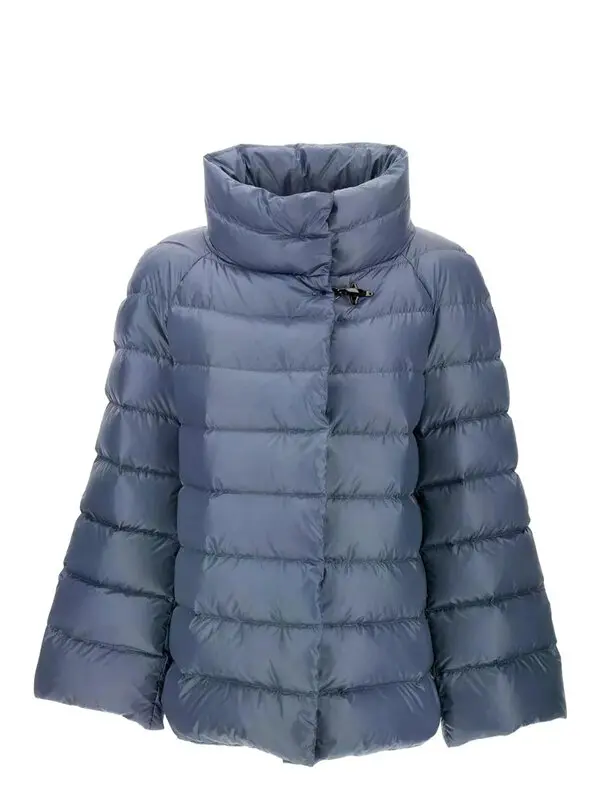 FAY Funnel-neck Quilted Coat - Blue