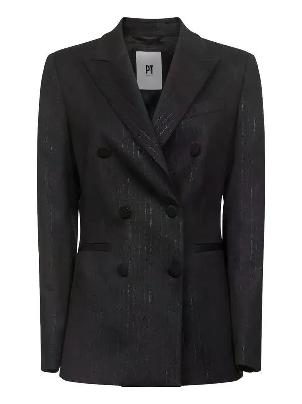 PT TORINO Pinstripe Double-breasted Blazer - Black