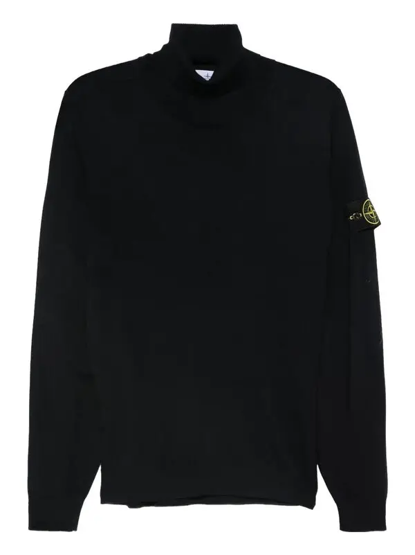 Stone Island Logo-patch Turtleneck Sweater - Blue