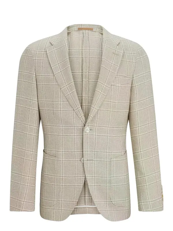 BOSS Plaid Cupro Blazer - Neutrals