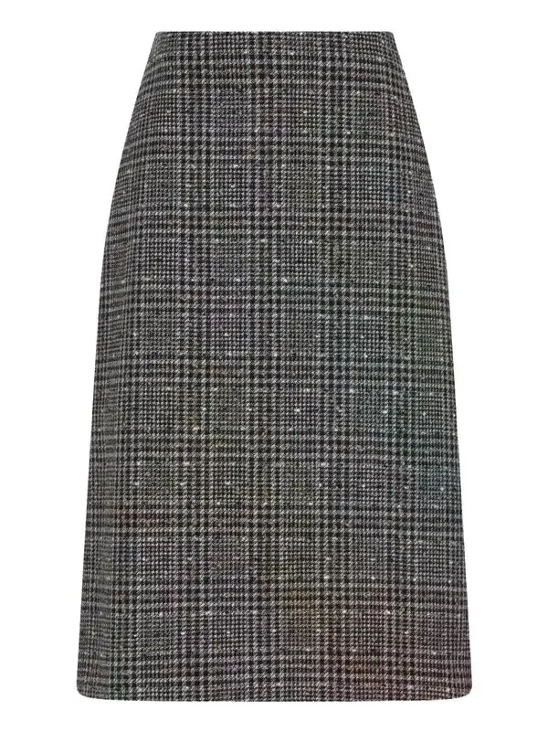 Fendi Checked Tweed A-line Skirt - Grey