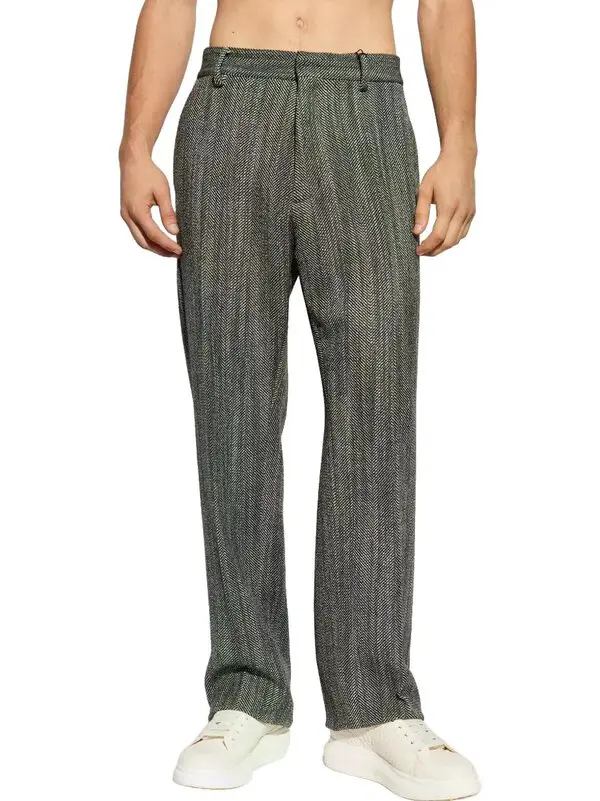 Dsquared2 Herringbone Wool Trousers - Grey
