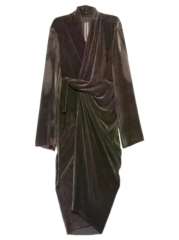 Rick Owens Draped Wrap Midi Dress - Brown