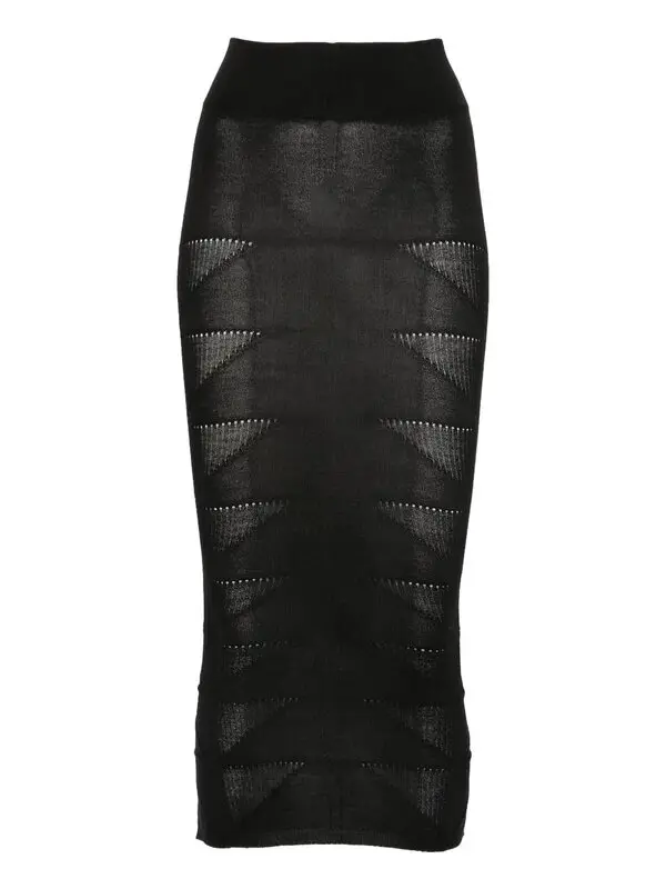 Rick Owens Geometric-pattern Wool Mid-length Skirt - 9