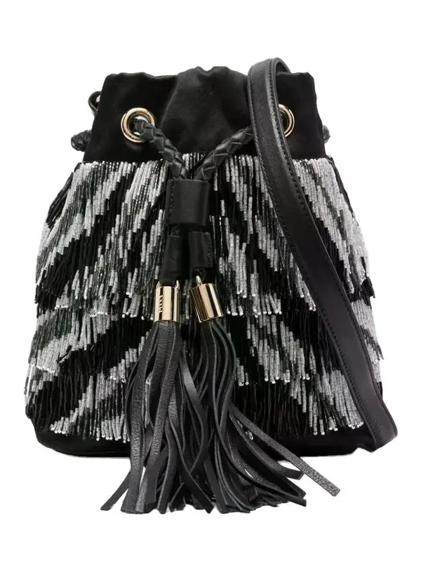 Emilio Pucci Beaded Fringe Bucket Bag - Black