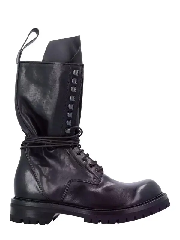 Rick Owens Lace-up Leather Boots - Black