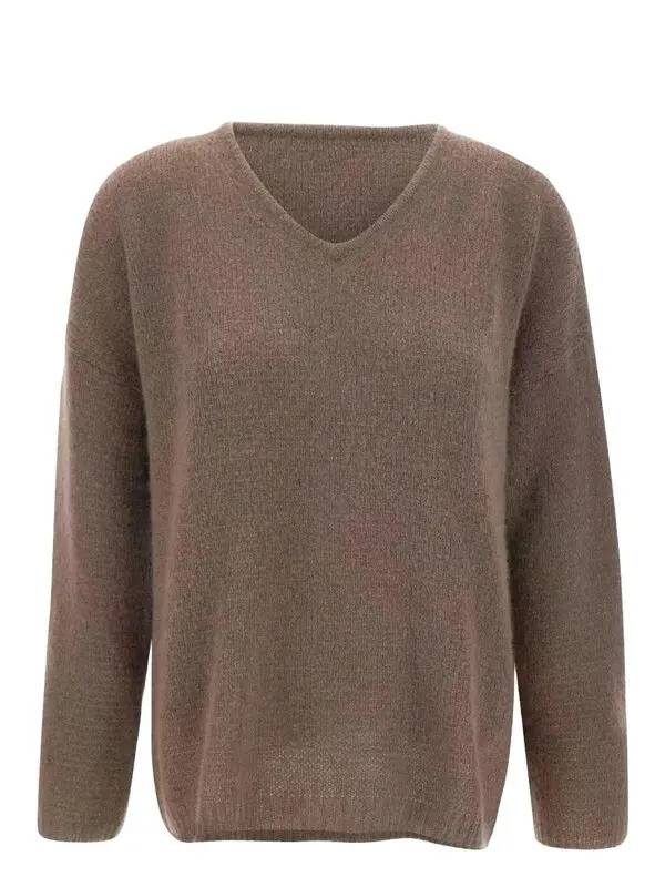 Hemisphere V-neck Jumper - Brown