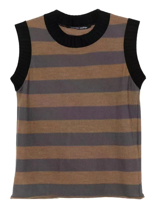 HANNES ROETHER Striped Sleeveless Top - Brown