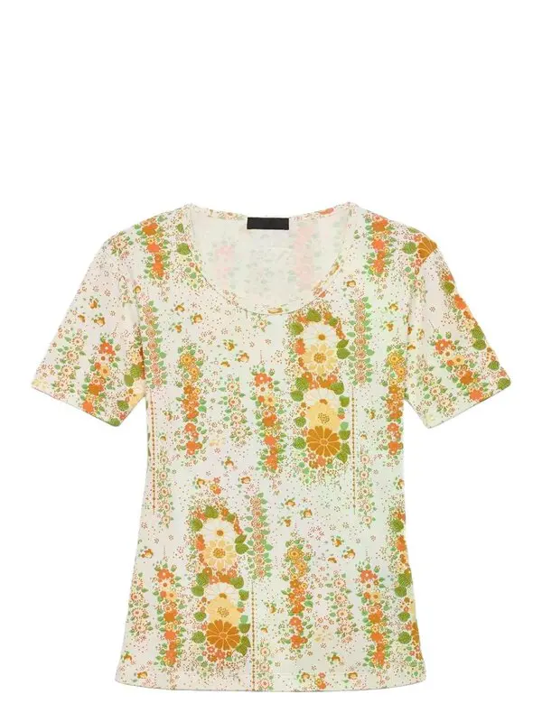 Prada Floral-pattern Crew-neck T-shirt - Orange