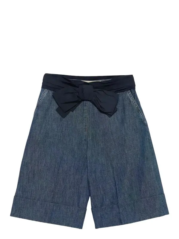 Valentino Garavani Bow-embellished Denim Shorts - Blue
