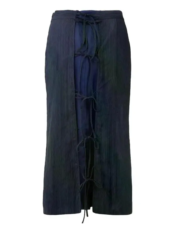 PUSHBUTTON Pinstripe Tie-detailed Skirt - Blue