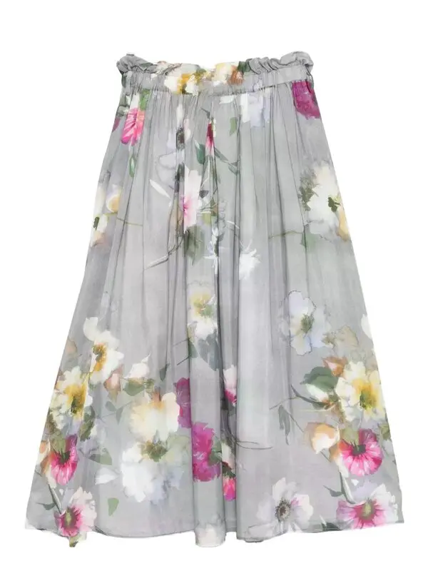 HANNES ROETHER Floral-print Midi Skirt - Grey