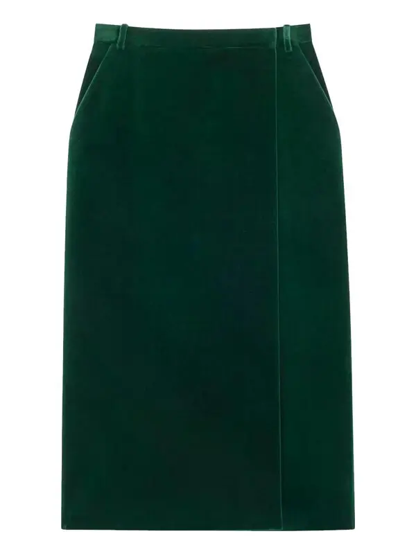 Saint Laurent Velvet Midi Skirt - Green