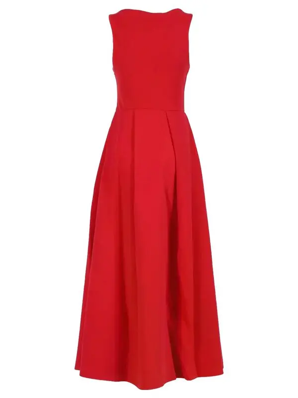 Emporio Armani Pleated Sleeveless Midi Dress - Red