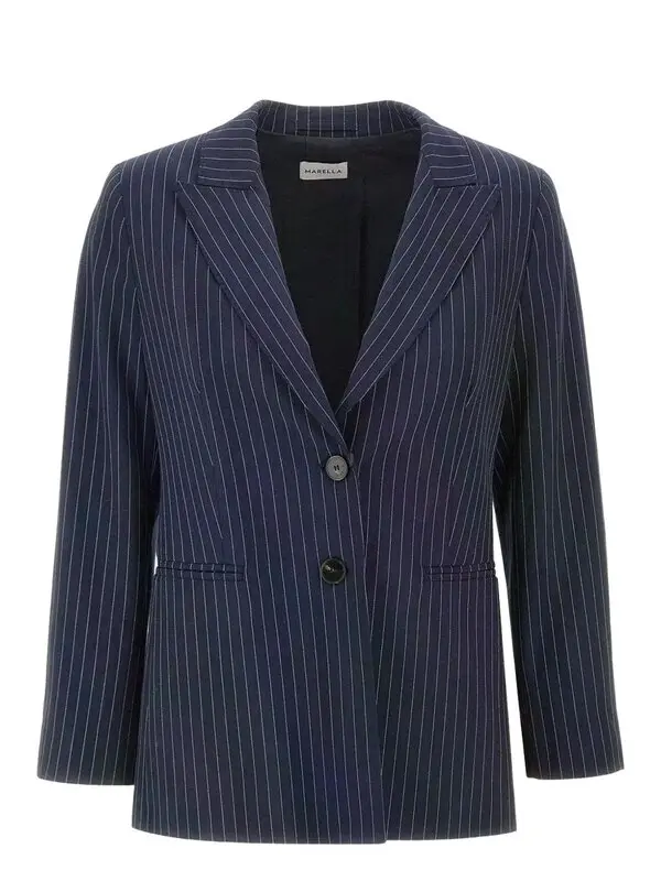 Marella Pinstripe Blazer - Blue