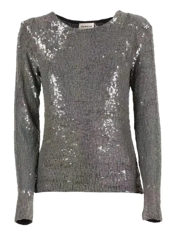 P.a.r.o.s.h Sequin-embellished Long-sleeve T-shirt - Grey