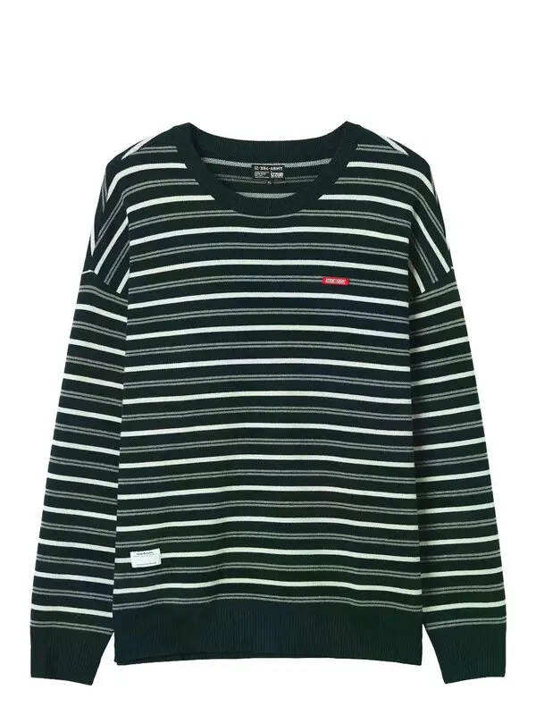 Izzue Striped Crew-neck Sweater - Green