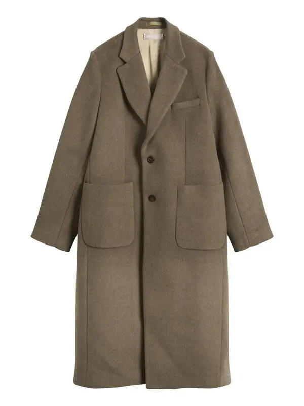 Our Legacy Robe Melton Wool Overcoat - Disruptive Moss Kilo Melton