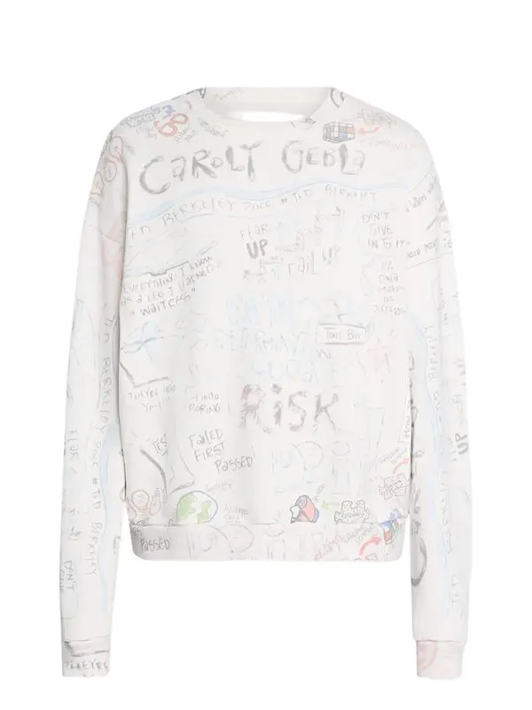 EZR Cotton Crewneck Sweatshirt With Multi-artwork - Print White