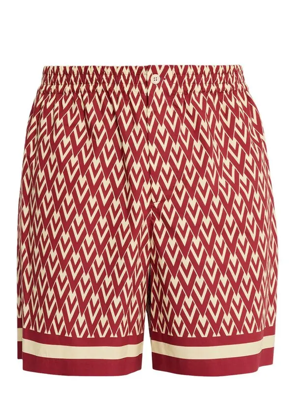 Valentino Garavani Cotton Poplin Toute La V Bermuda Shorts - Red/ivory