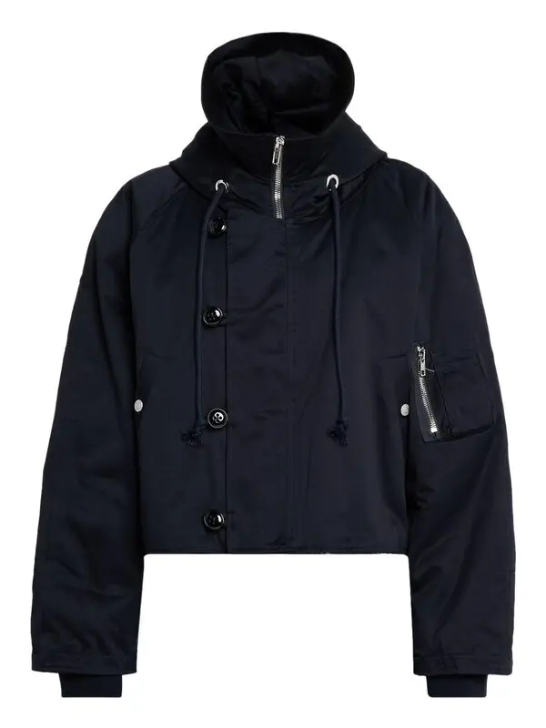 EZR Cotton Cropped Hooded Jacket - Navy