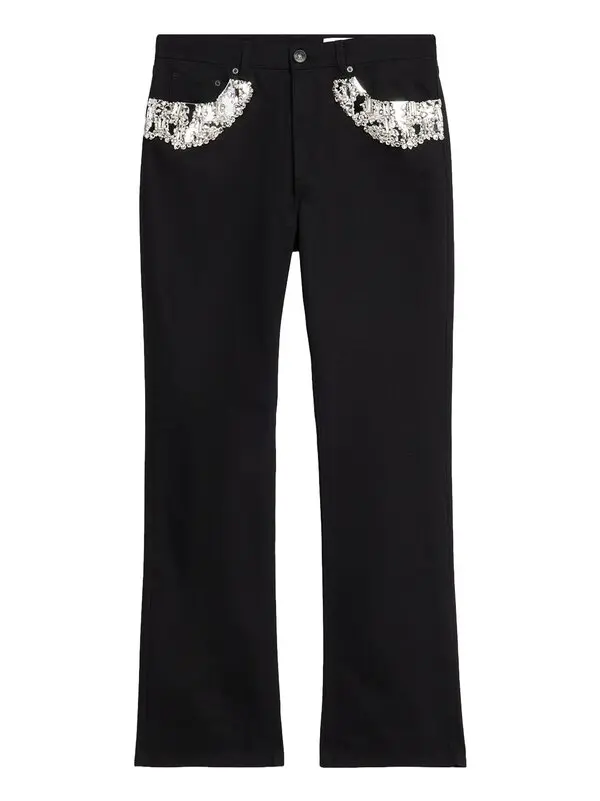 Alexander McQueen Denim Slim Fit Jeans With Crystal Trim - Black