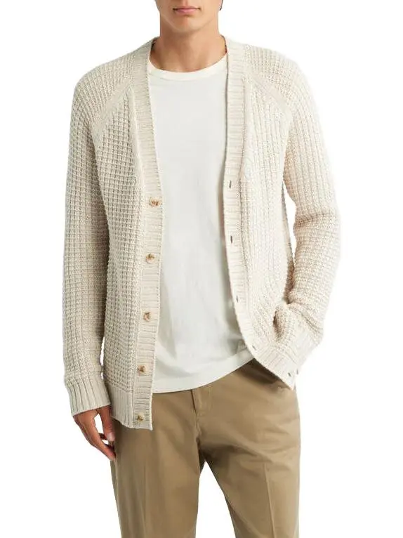 Treasure & Bond Textured Cotton Cardigan - Ivory Marl