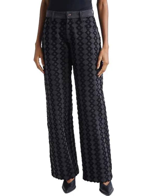 DIOTIMA Stulla Geometric Embroidered Wide-leg Jeans - Washed Black