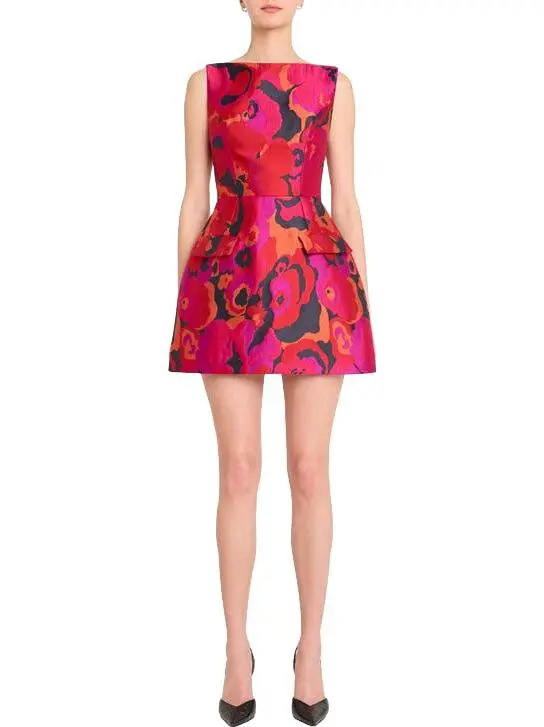 Amanda Uprichard Banco Floral Jacquard Mini Dress - Pink Multi