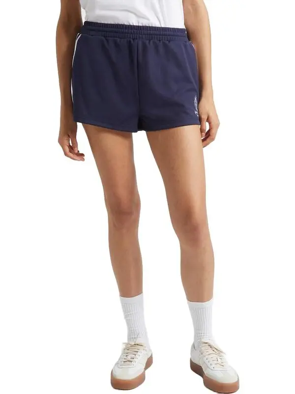 SPORTY & RICH Crown Tennis Embroidered Roller Shorts - Dark Navy