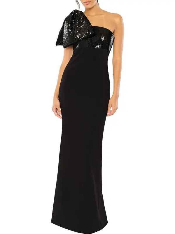 Likely Rora Sequin Bow Gown - Black/black