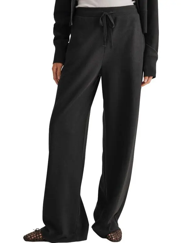 Splendid Winslow Tie Waist Wide Leg Sweatpants - Black