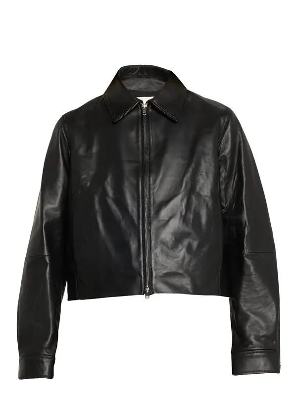 Vince Faux Leather Cropped Jacket - Black