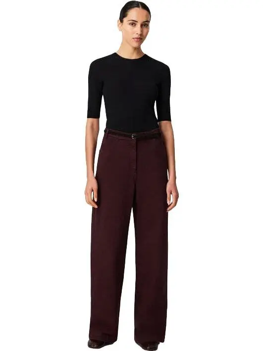 Another Tomorrow Wide Leg Workwear Pant - Overdye Plum
