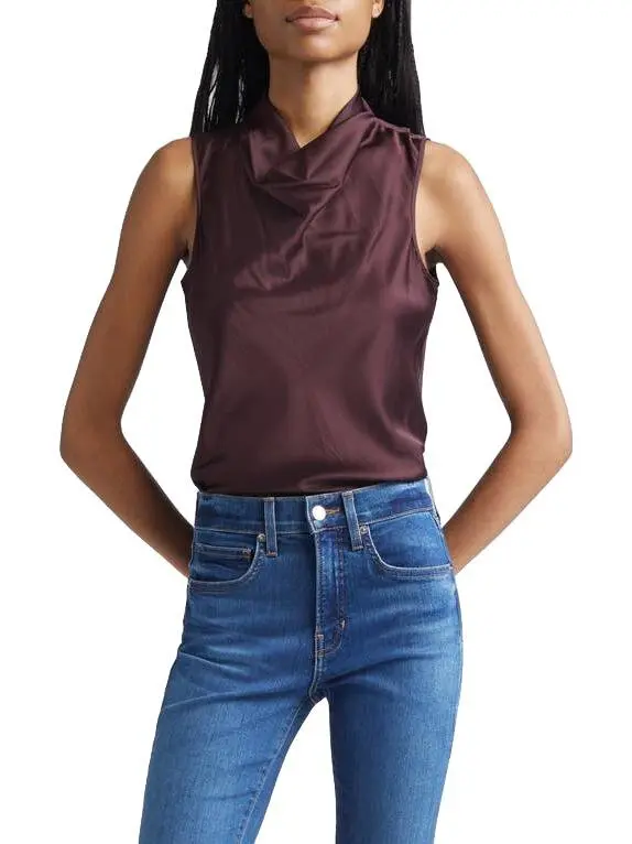 Veronica Beard Tam Cowl Neck Sleeveless Top - Dark Currant