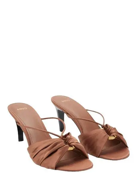 Mango Satin Strappy Sandals - Burnt Orange