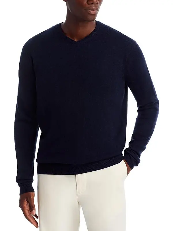 Peter Millar Crown Heritage Cashmere V-neck Sweater - Navy