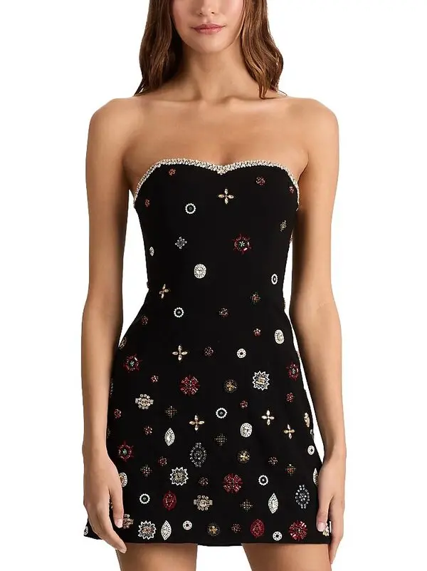 Alice + Olivia Iva Embellished Mini Dress - Black/multi