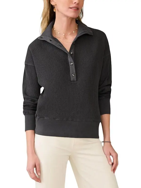 Faherty Brand Apres Henley Waffle Top - Washed Black