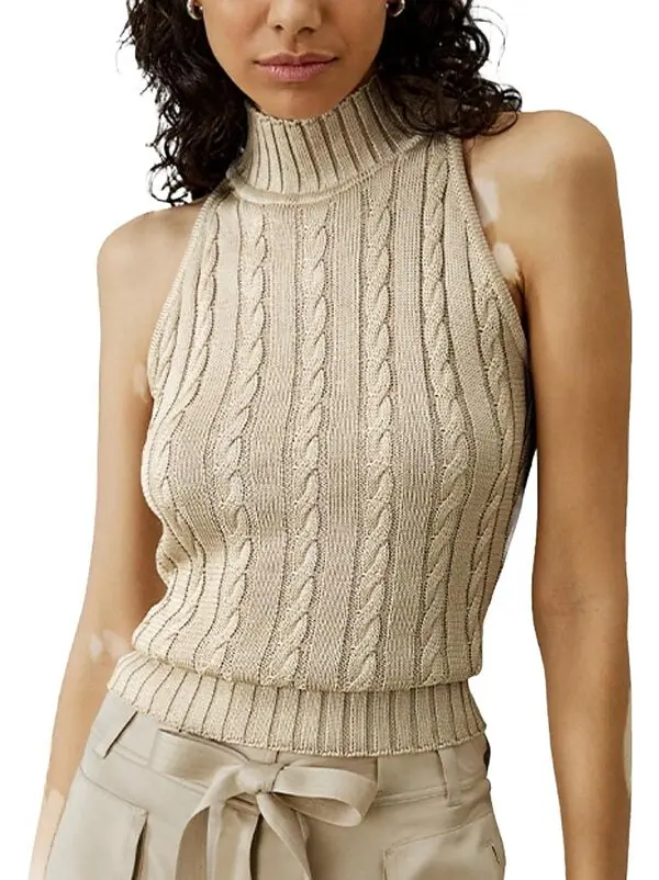 Lilysilk Wild Silk Sleeveless Halter Top - Beige