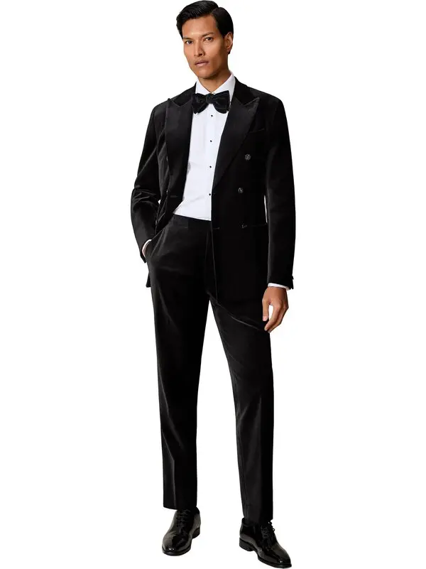 REISS Royale T Velvet Slim-fit Suit Trousers - Black