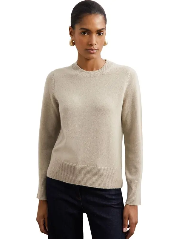 REISS Mimi 100% Cashmere Crew-neck Jumper - Sage Green