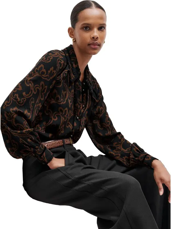 ME+EM Floral Scroll Print Shirt - Black/brown