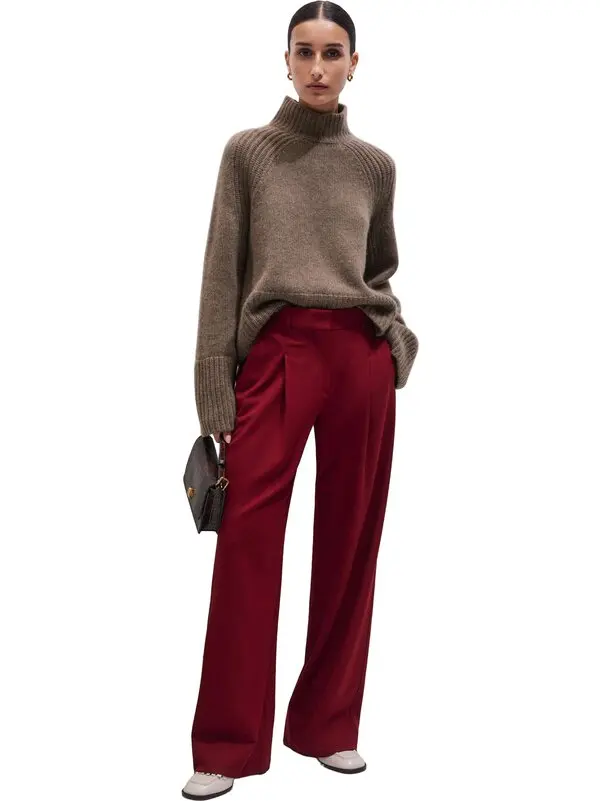 ME+EM Wide Leg Tailored Pants - Ultra Red
